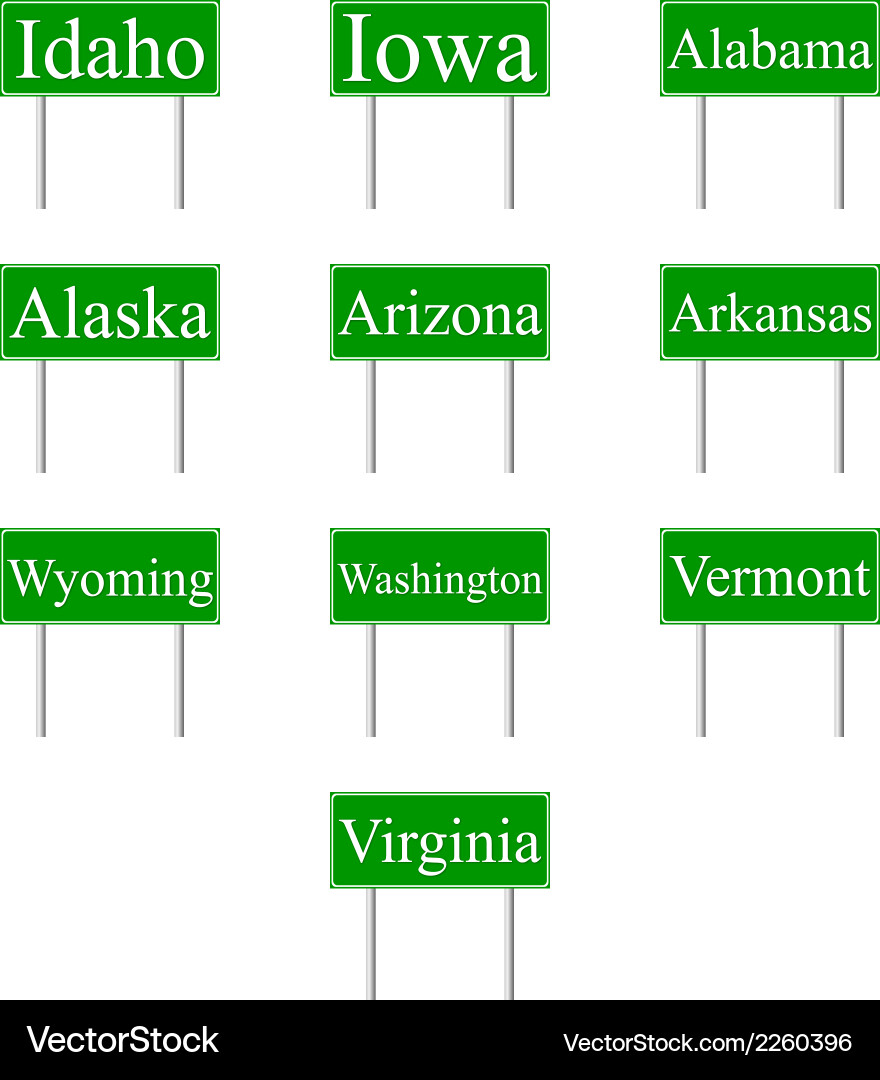 Set road signs usa states Royalty Free Vector Image