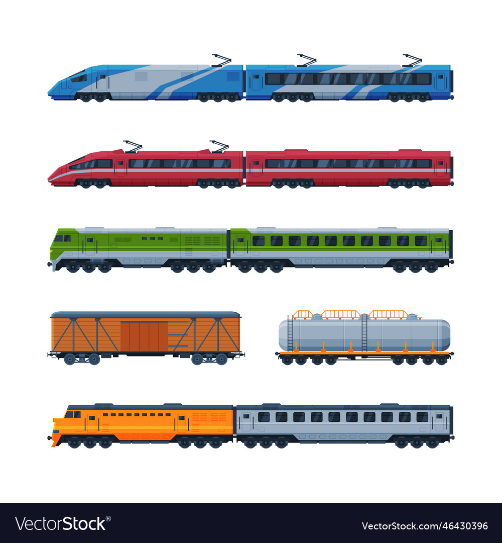 Train as rail freight and passenger transport Vector Image
