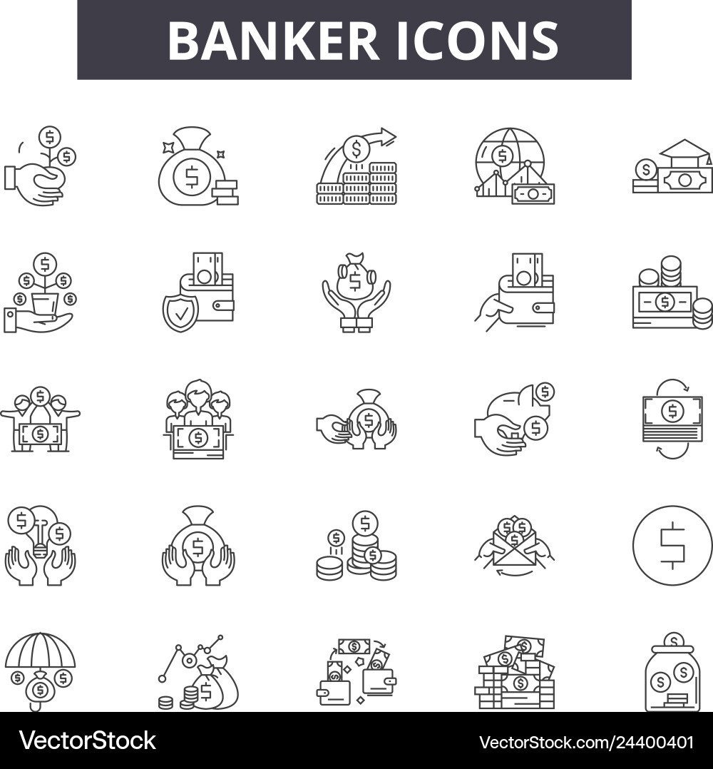 Banker line icons for web and mobile design Vector Image
