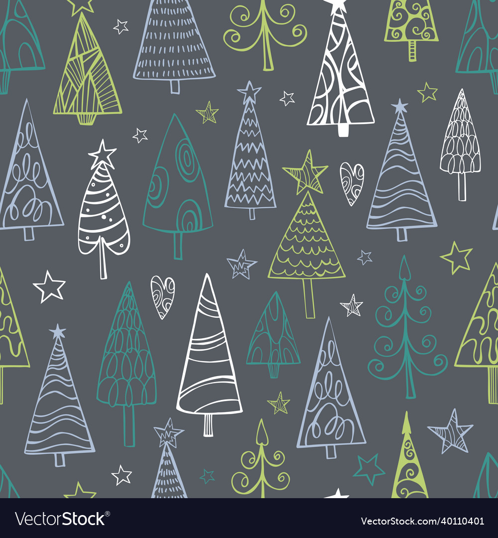 Christmas trees pattern Royalty Free Vector Image