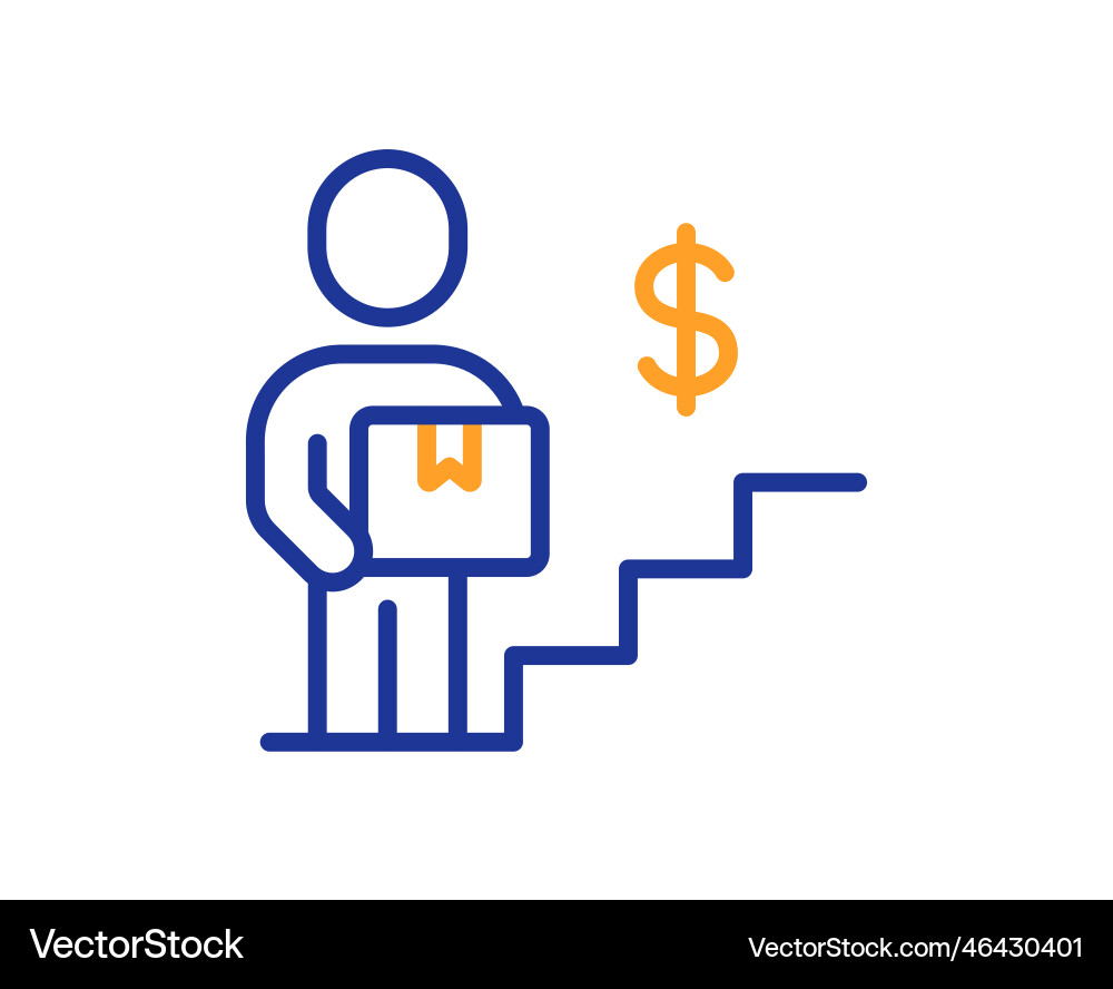 Delivery man line icon courier with package sign Vector Image