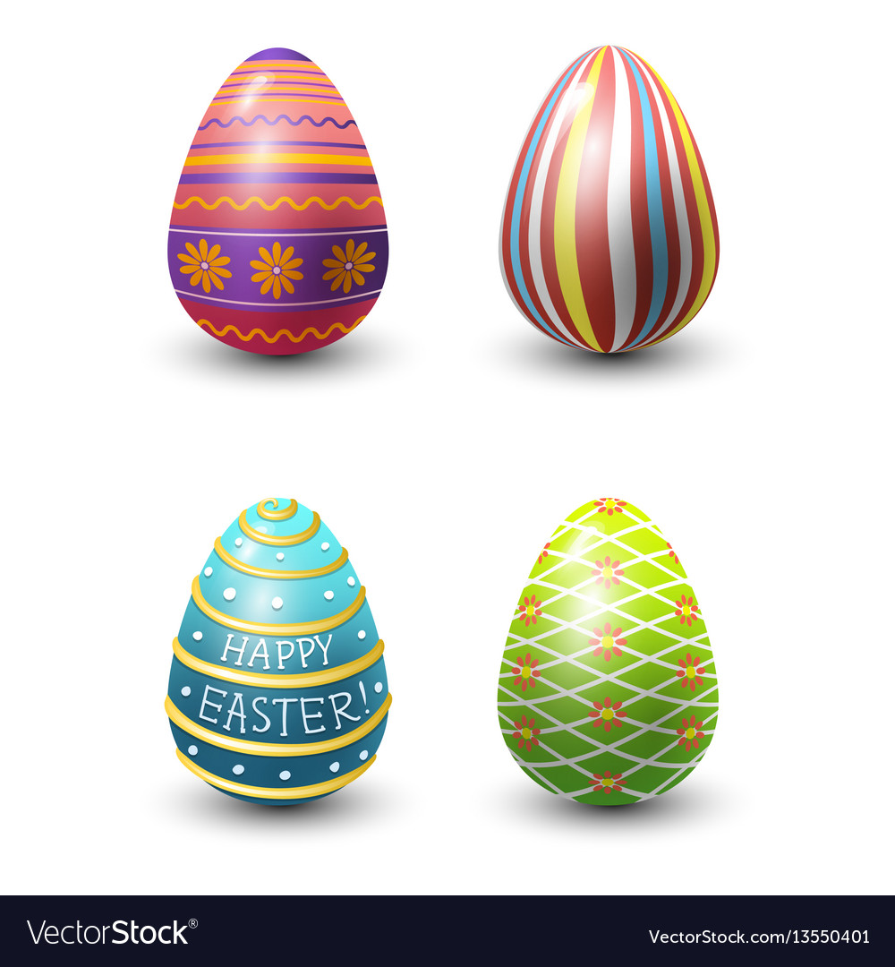 Easter eggs painted with spring pattern Royalty Free Vector