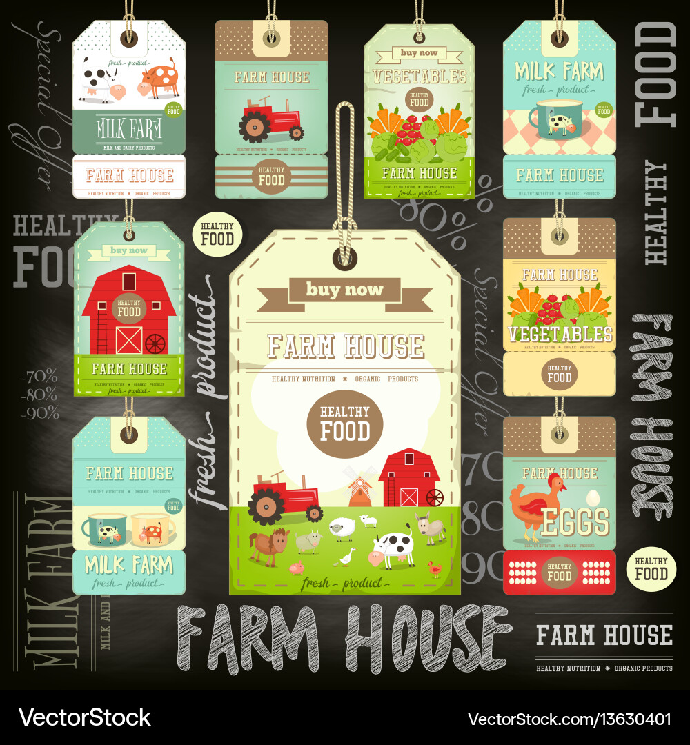 Farm price tag label collection Royalty Free Vector Image