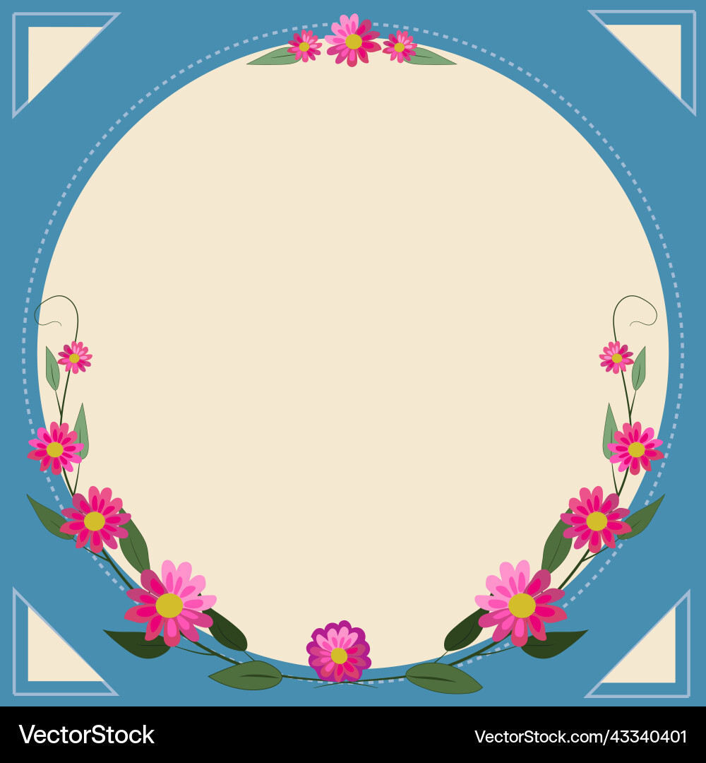 Frame with leaves and flowers around Royalty Free Vector