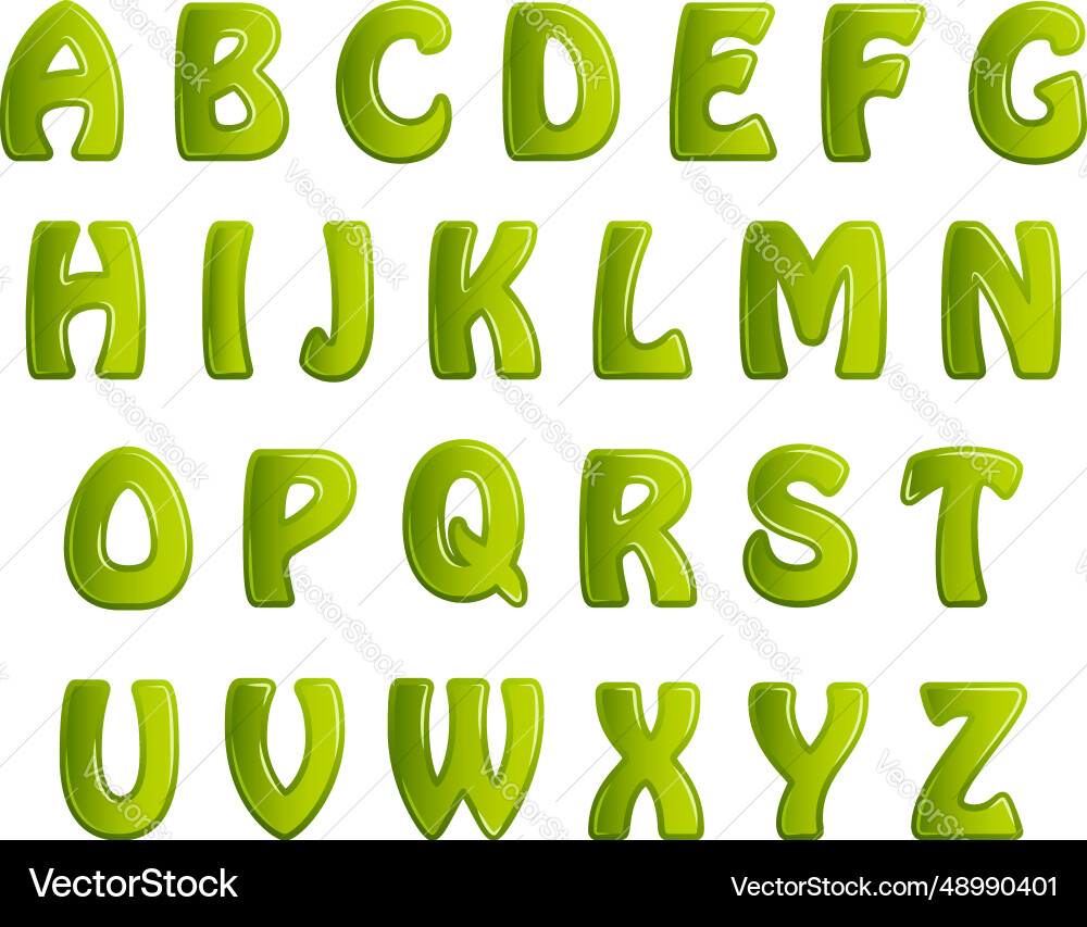 Green shiny letters holiday fonts Royalty Free Vector Image