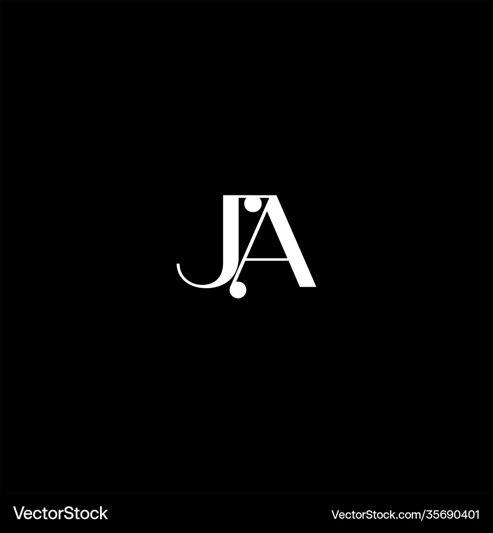 J a letter logo abstract design on black color Vector Image
