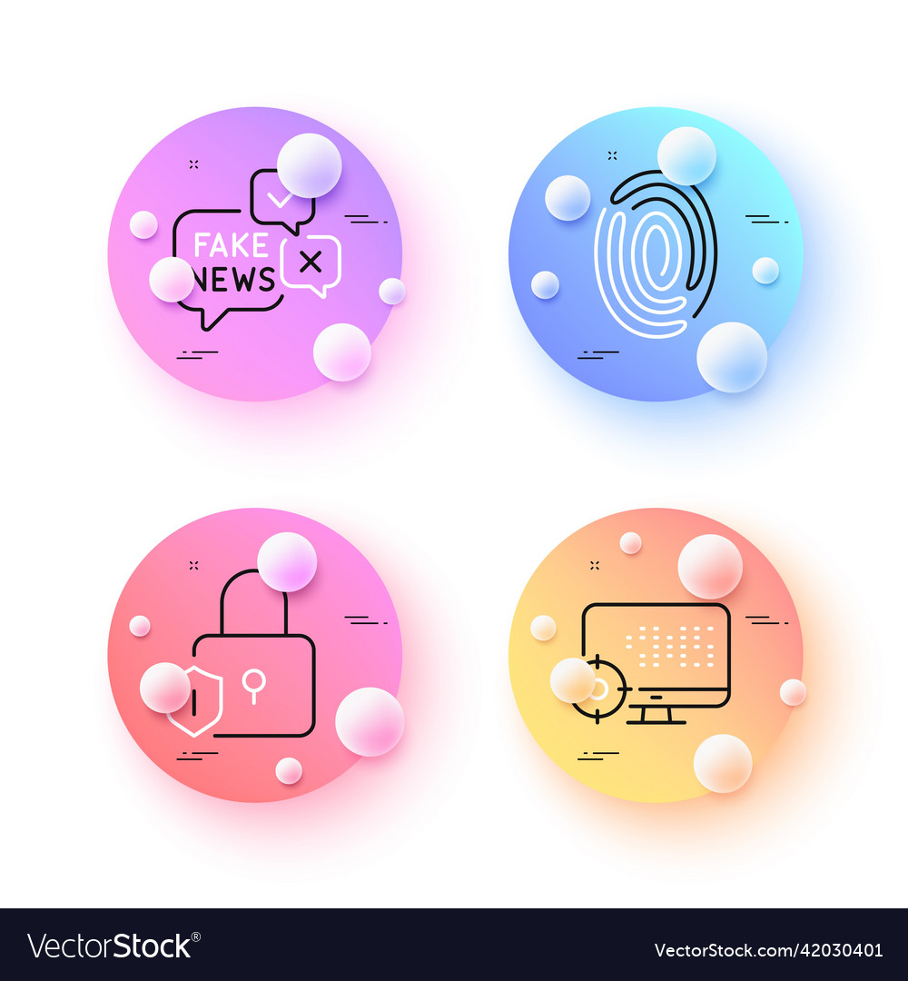 Lock seo and fingerprint minimal line icons Vector Image