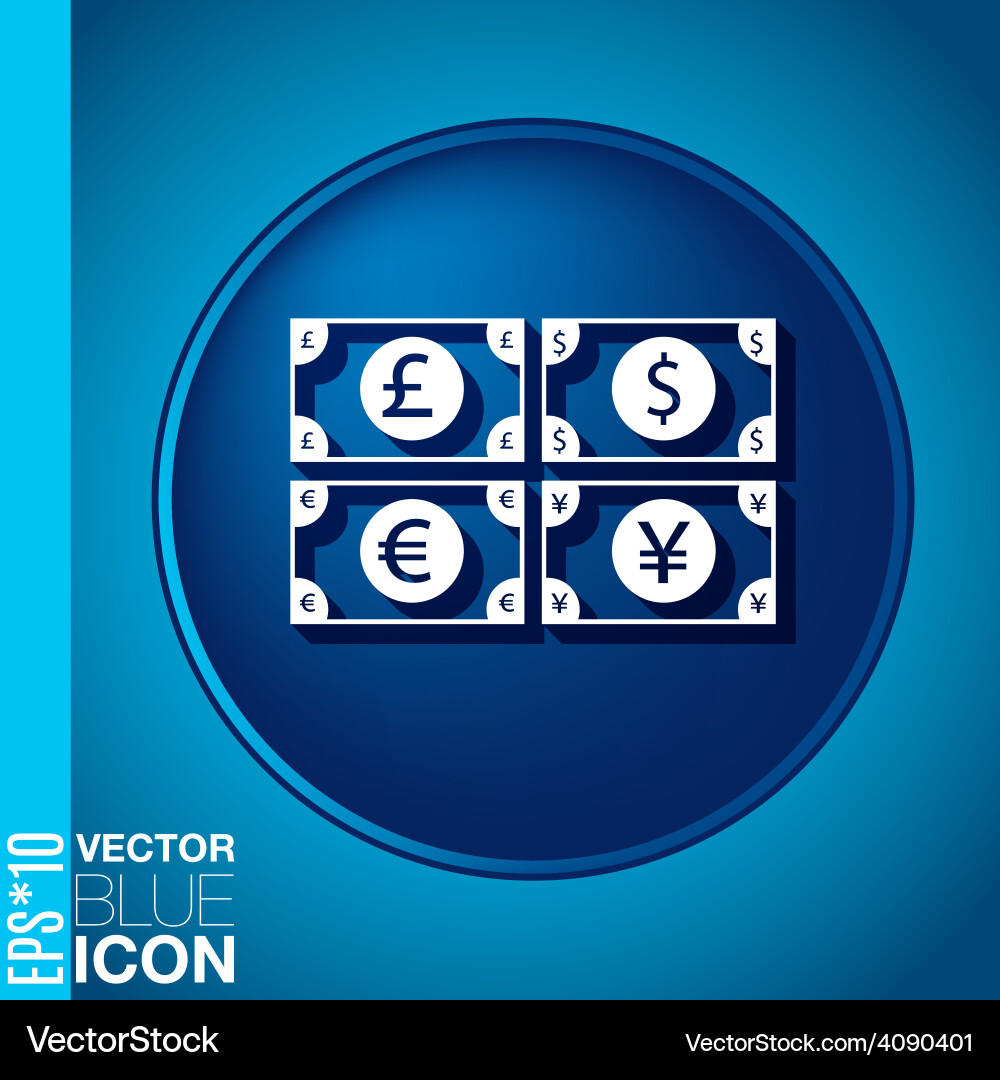 Money bill symbol icon dollar pound sterling Vector Image