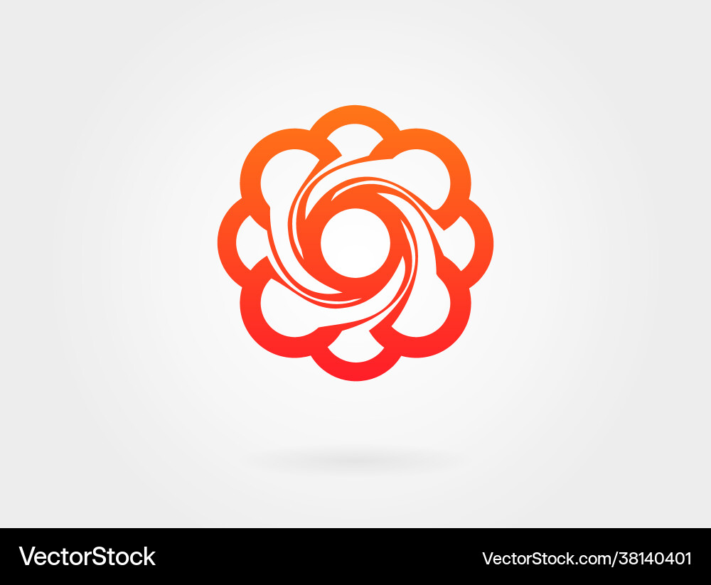 Red flower sign in linear style logo design Vector Image