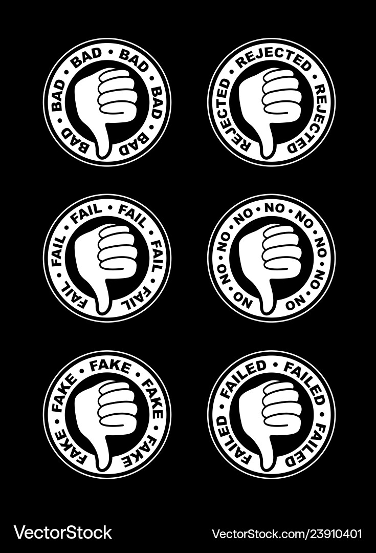 Set of thumbs down stamps Royalty Free Vector Image