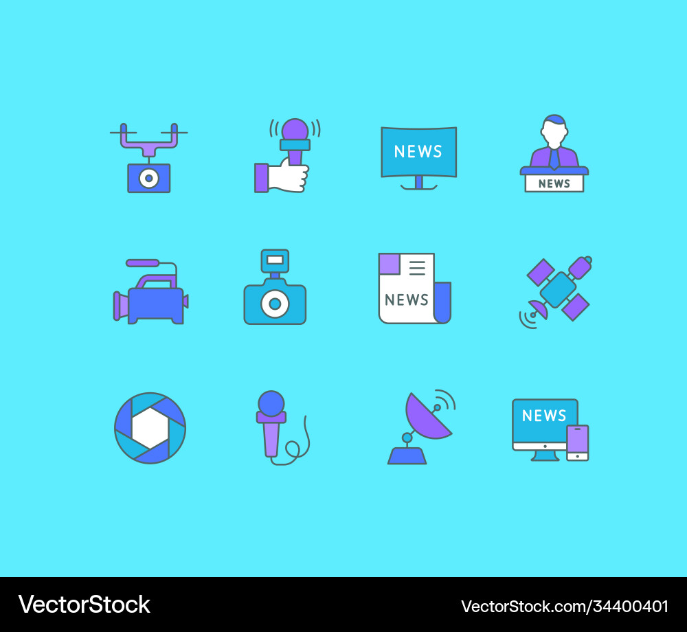 Set simple line icons news Royalty Free Vector Image