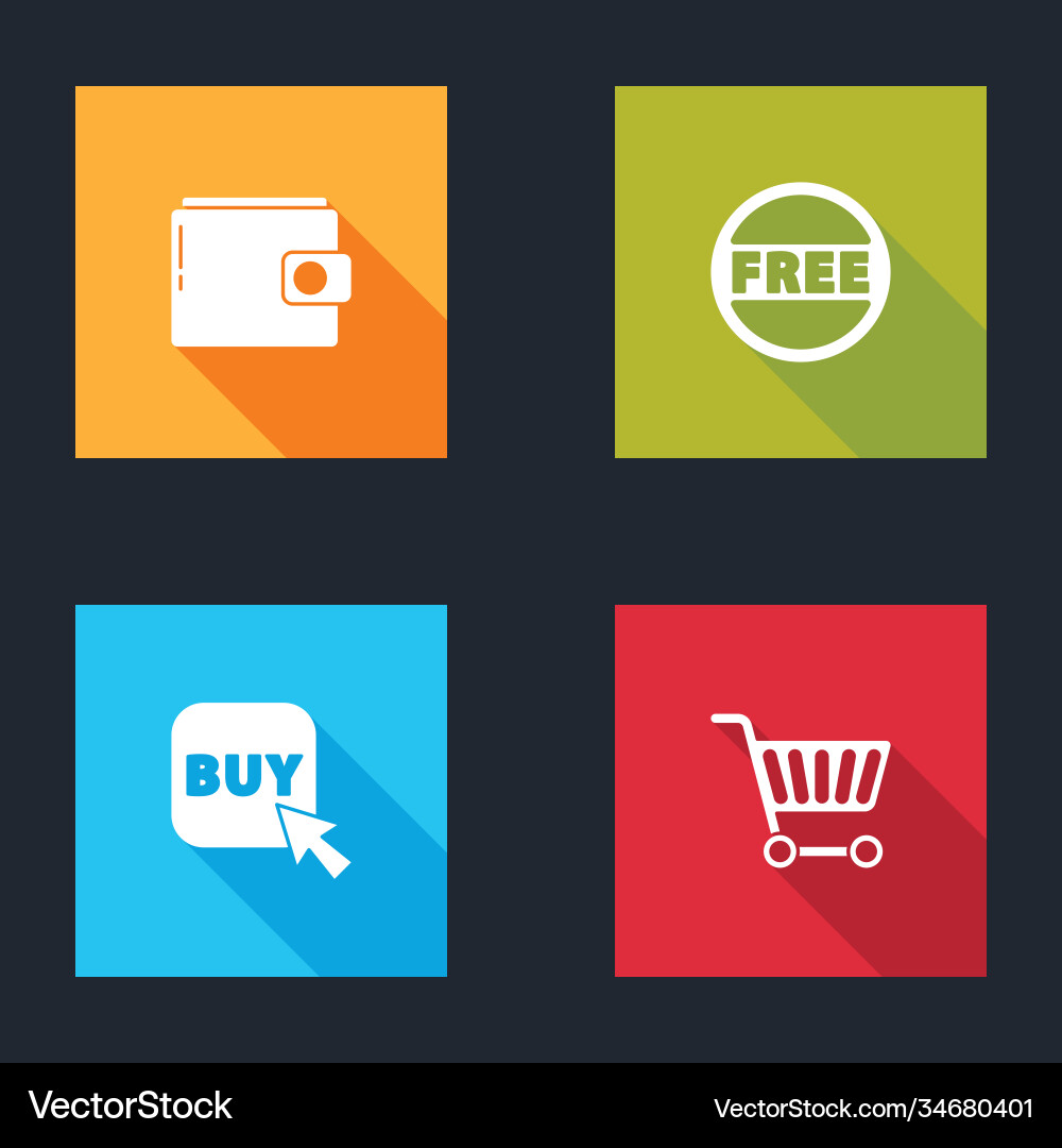 Set wallet price tag with free buy button Vector Image