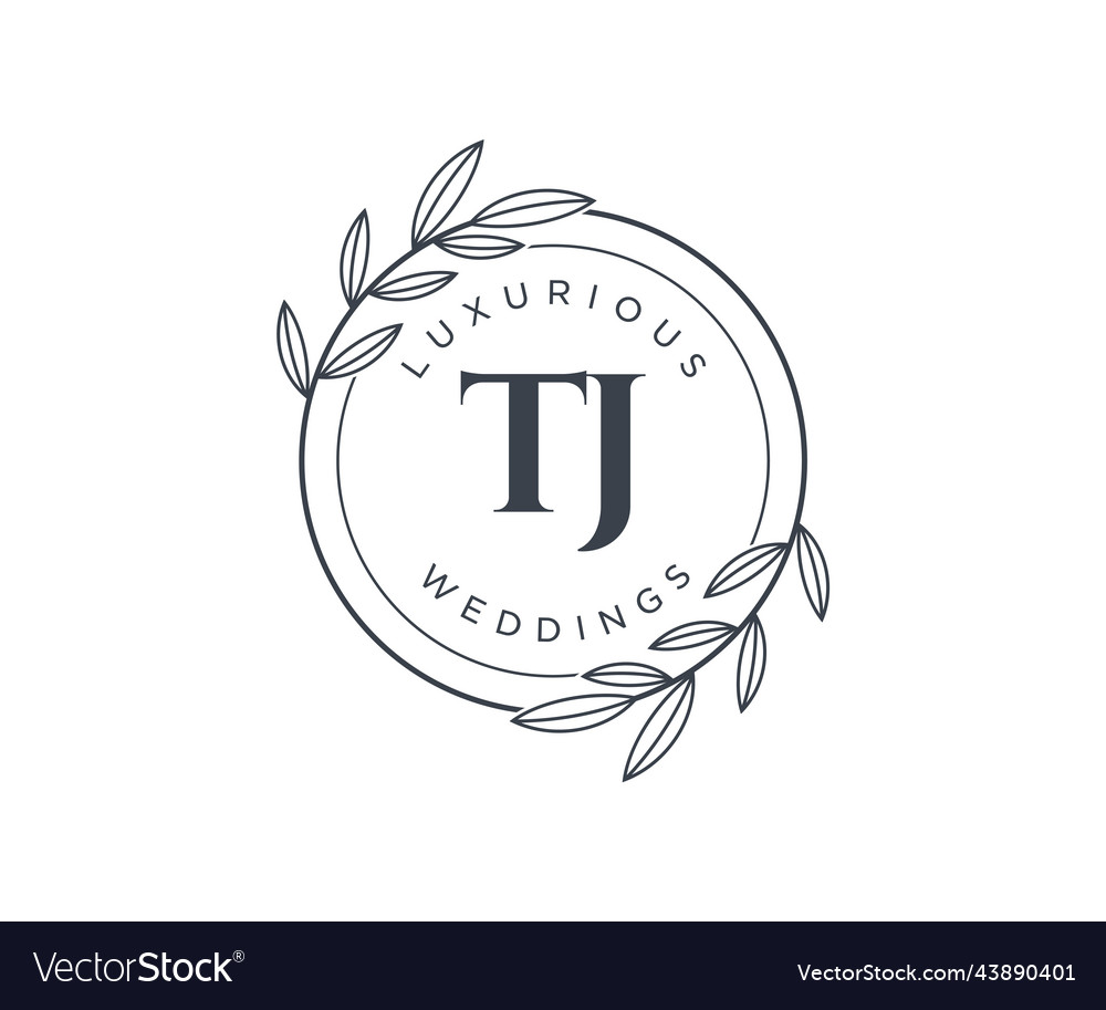 Tj initials letter wedding monogram logos Vector Image