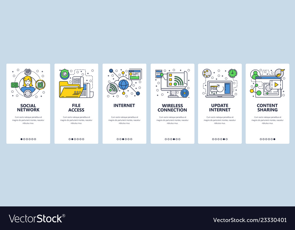 Web site onboarding screens internet and global Vector Image