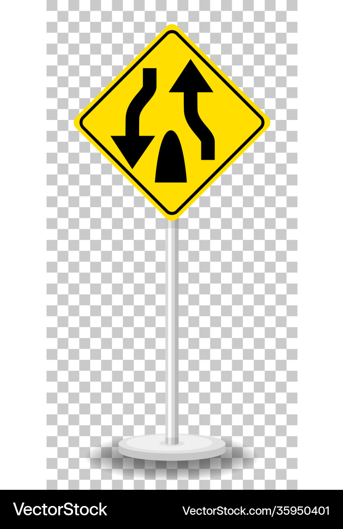 Yellow traffic warning sign on transparent Vector Image