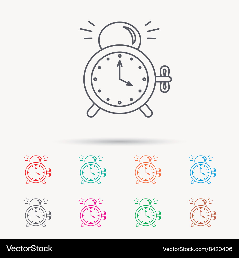 Alarm clock icon mechanical retro time sign Vector Image