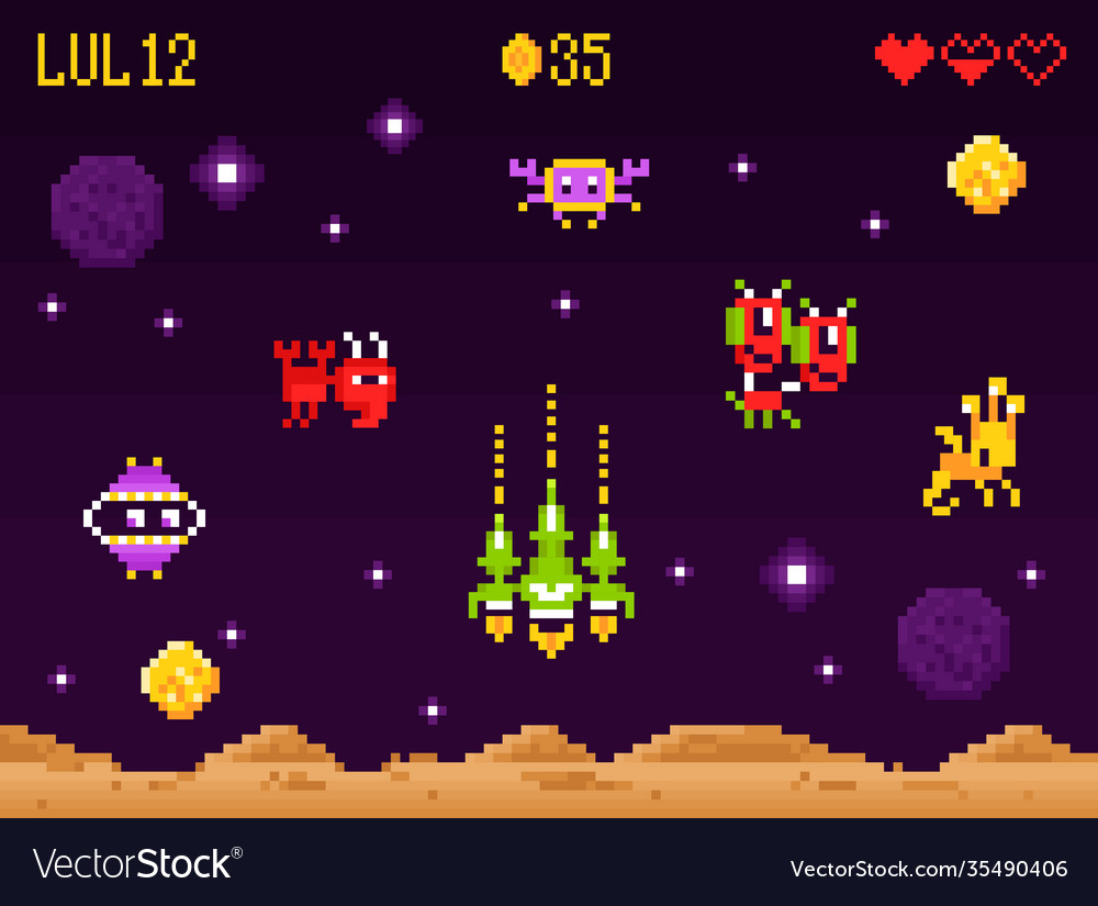 Arcade game interface composition Royalty Free Vector Image