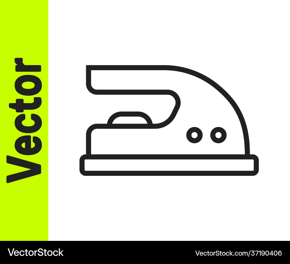 Black line electric iron icon isolated on white Vector Image