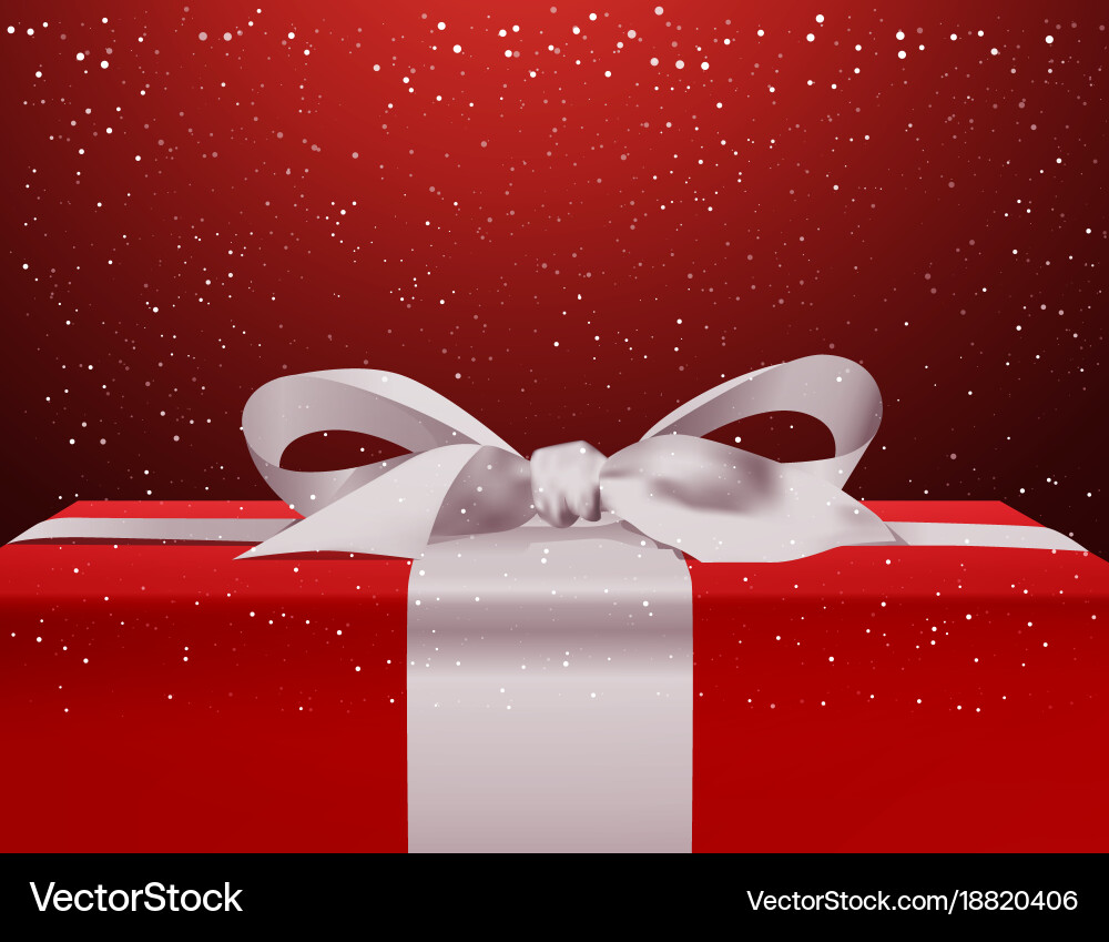 Holiday background with big red gift box over Vector Image
