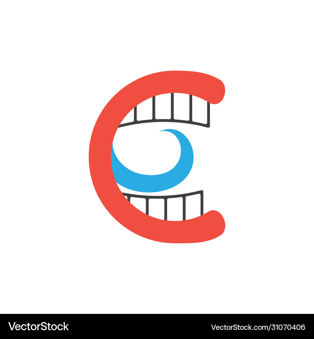 Letter c fresh mouth waves symbol Royalty Free Vector Image