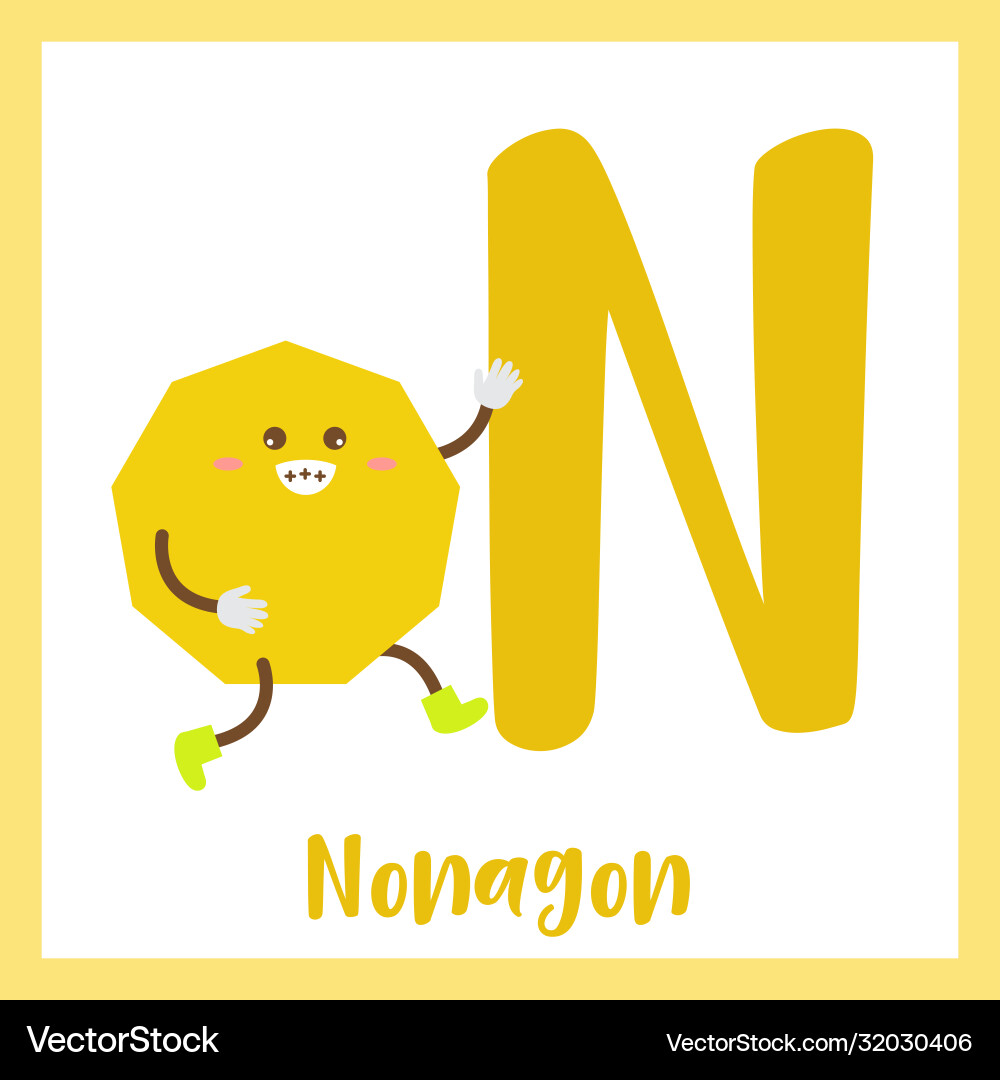 Letter n vocabulary nonagon shape Royalty Free Vector Image