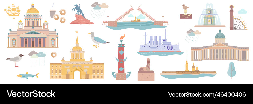 Saint petersburg icon set Royalty Free Vector Image