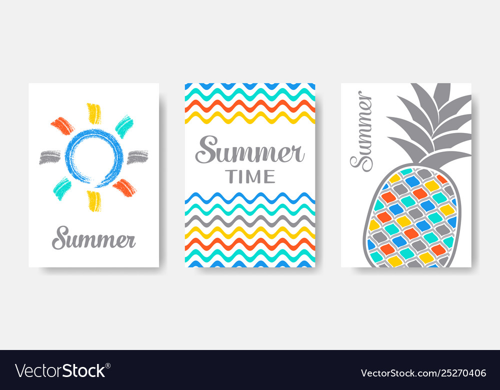 Simple colourful summer cards set isolated Vector Image