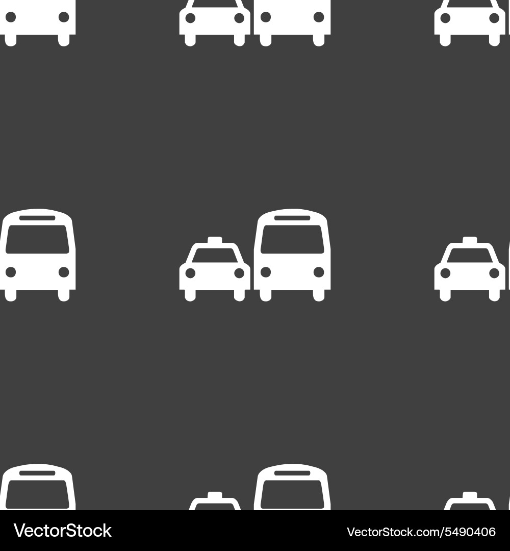 Taxi icon sign seamless pattern on a gray Vector Image