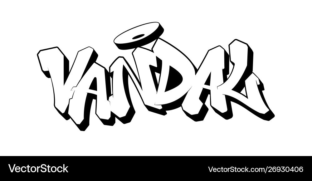 Vandal word drawn hand in graffiti style Vector Image