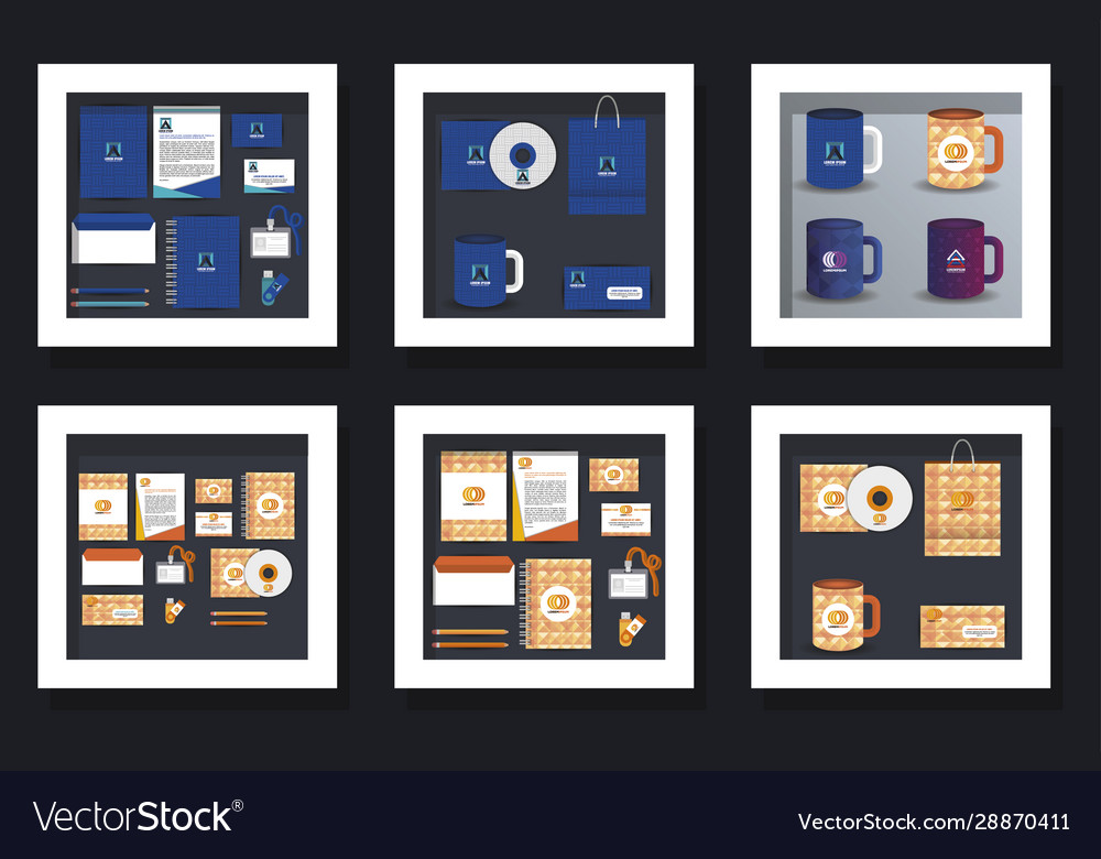 Bundle advertising products icons Royalty Free Vector Image