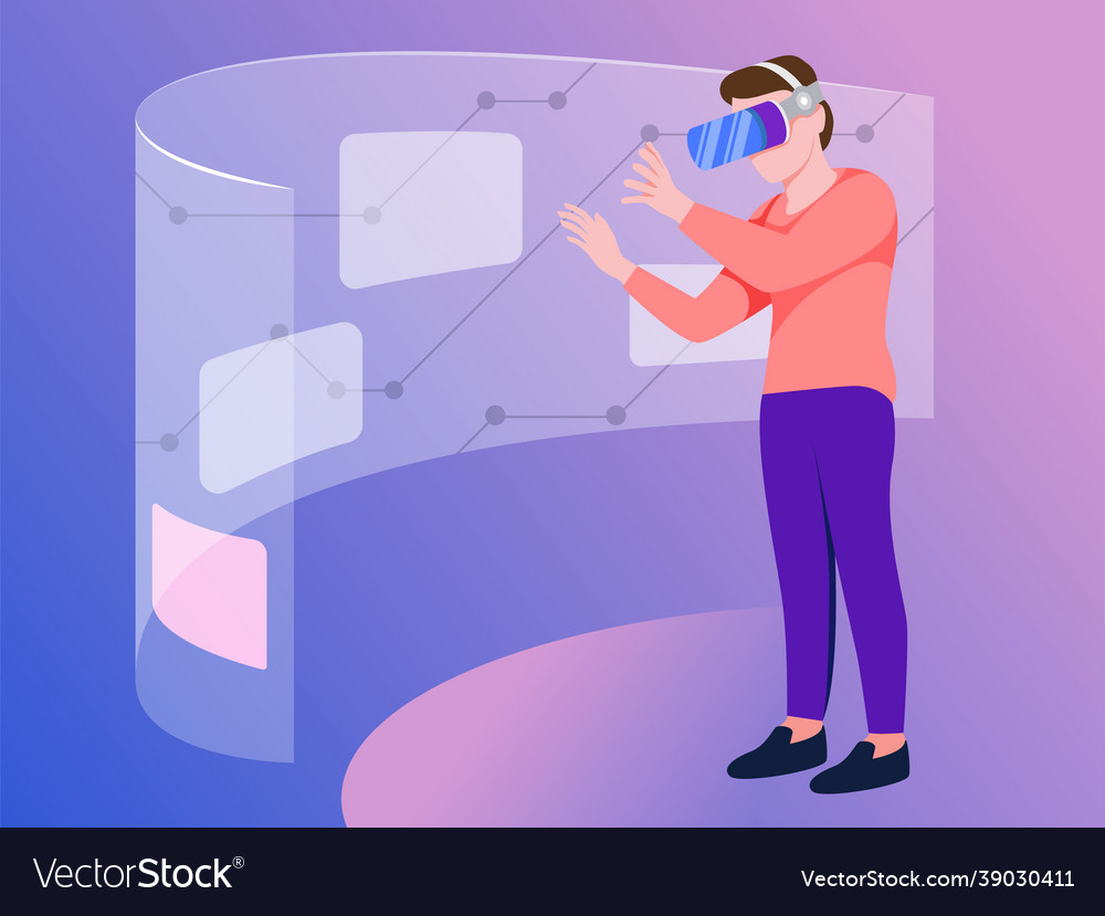 Businessman working using vr tech Royalty Free Vector Image