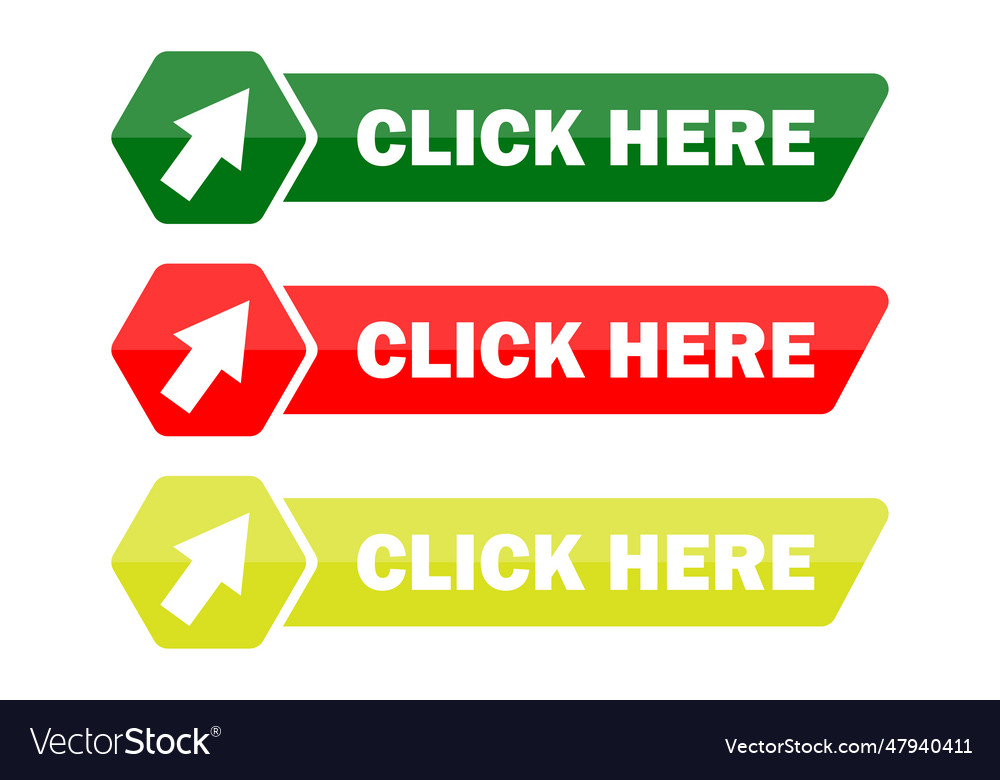 Click here button with arrow pointer clicking icon
