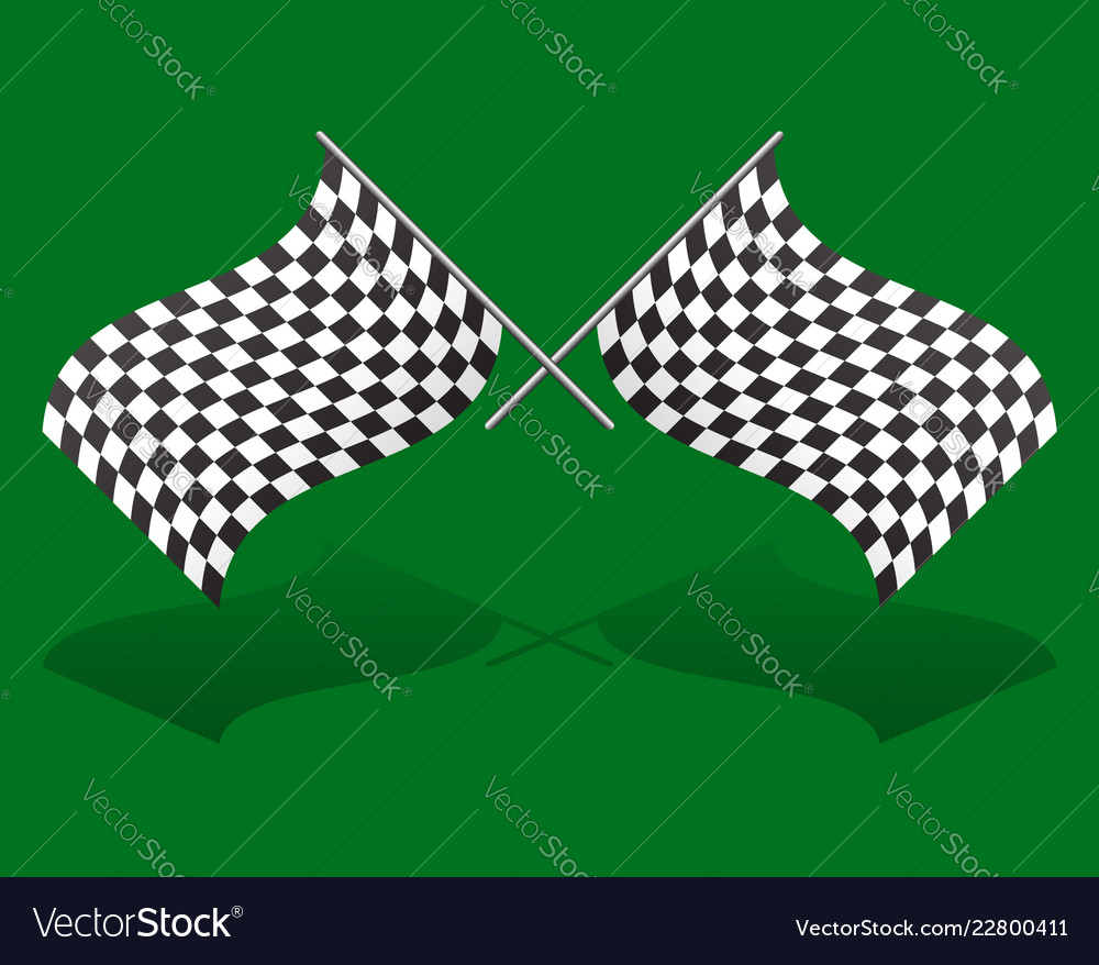 Crossed chequered racing flags editable graphics Vector Image