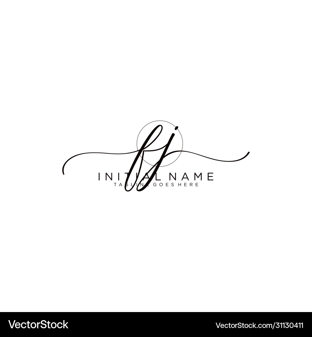 Fj initial handwriting logo with circle template Vector Image
