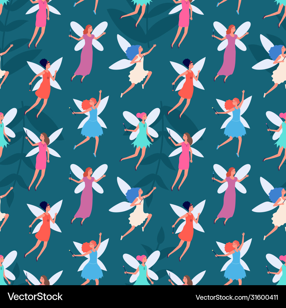 Forest fairy pattern kids print cute tale flying Vector Image