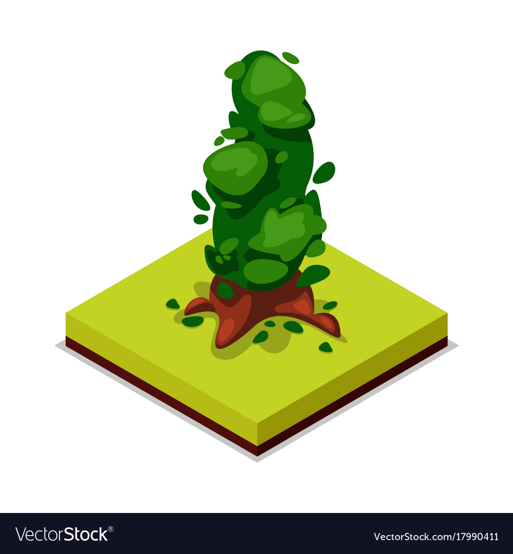 Green decorative tree isometric 3d icon Royalty Free Vector