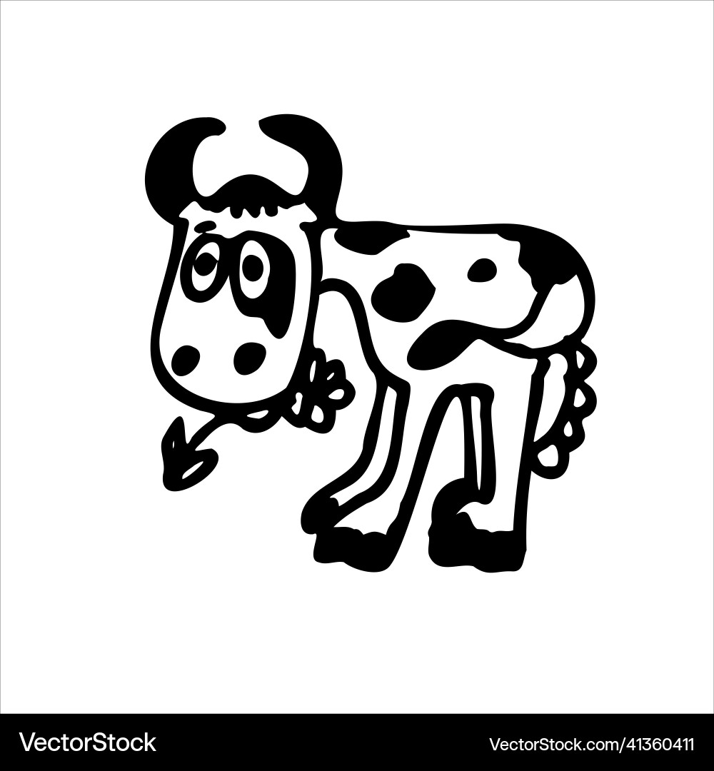 Hand-drawn cow children s drawing the image Vector Image