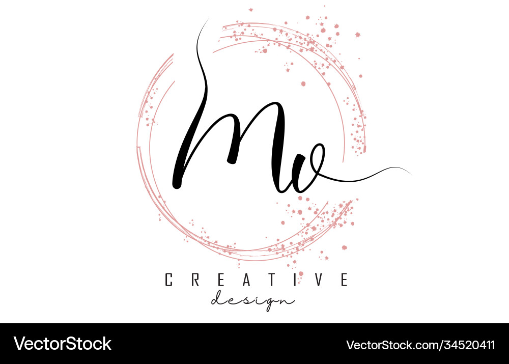 Handwritten mv m v letter logo with sparkling Vector Image