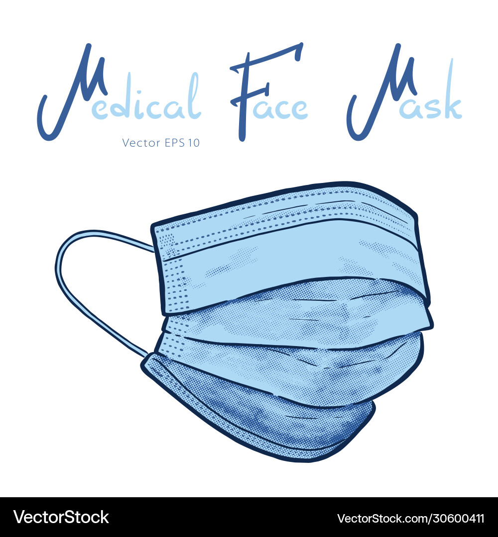 Medical face mask hand drawn Royalty Free Vector Image