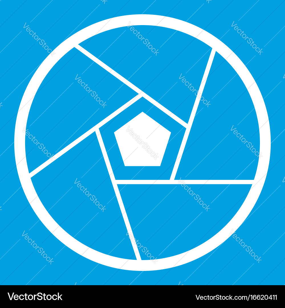 Photographic lens icon white Royalty Free Vector Image