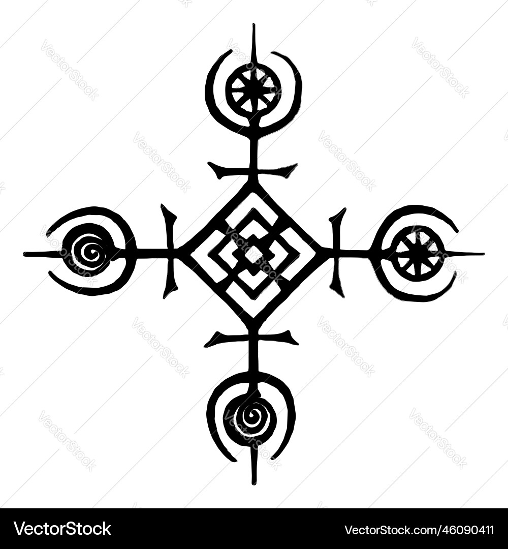 Vegvisir runic compass black pencil drawing style Vector Image