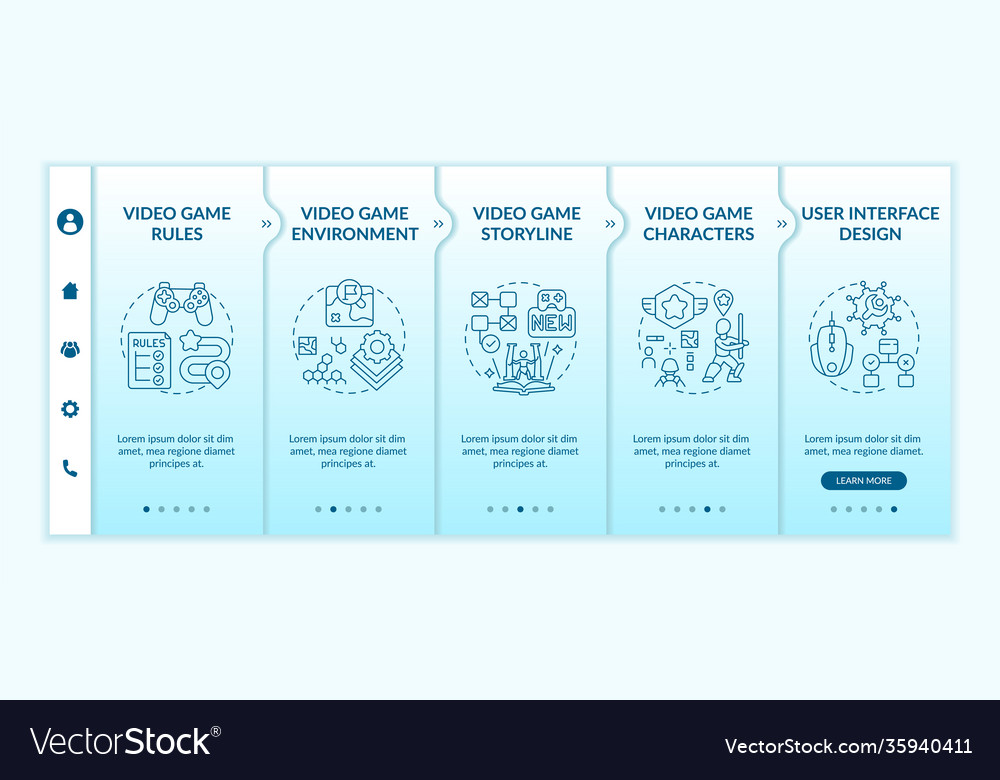 Video Game Design Components Onboarding Template Vector Image