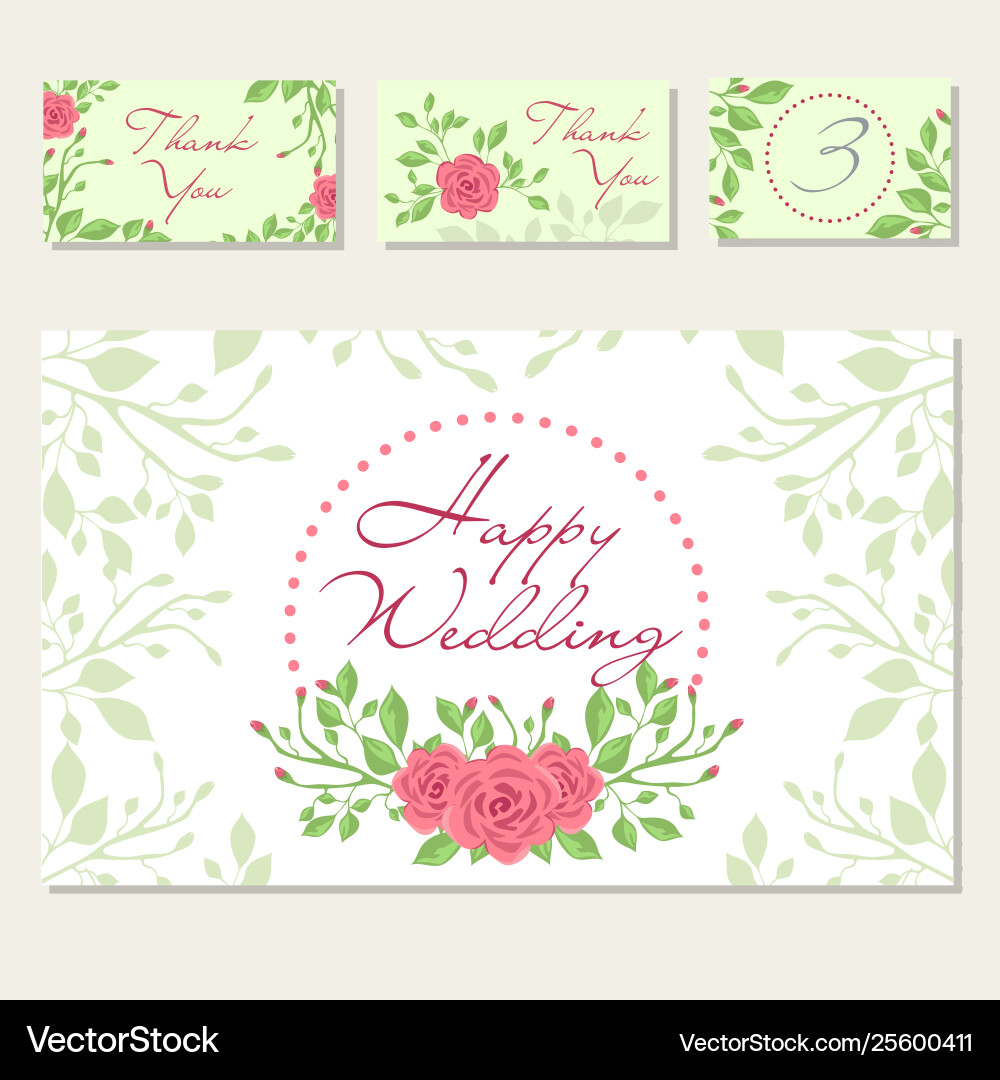 Wedding thank you design cards Royalty Free Vector Image