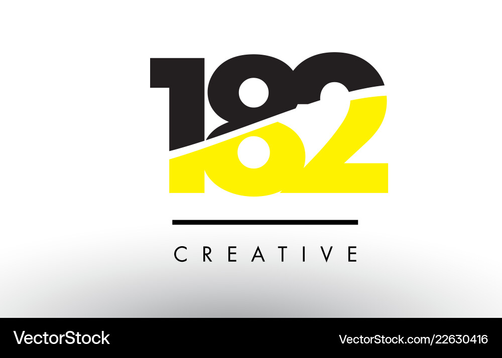 182 black and yellow number logo design Royalty Free Vector