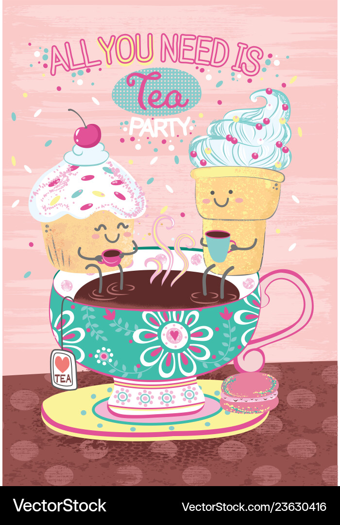 Cartoon macaroon ice cream and cake Royalty Free Vector