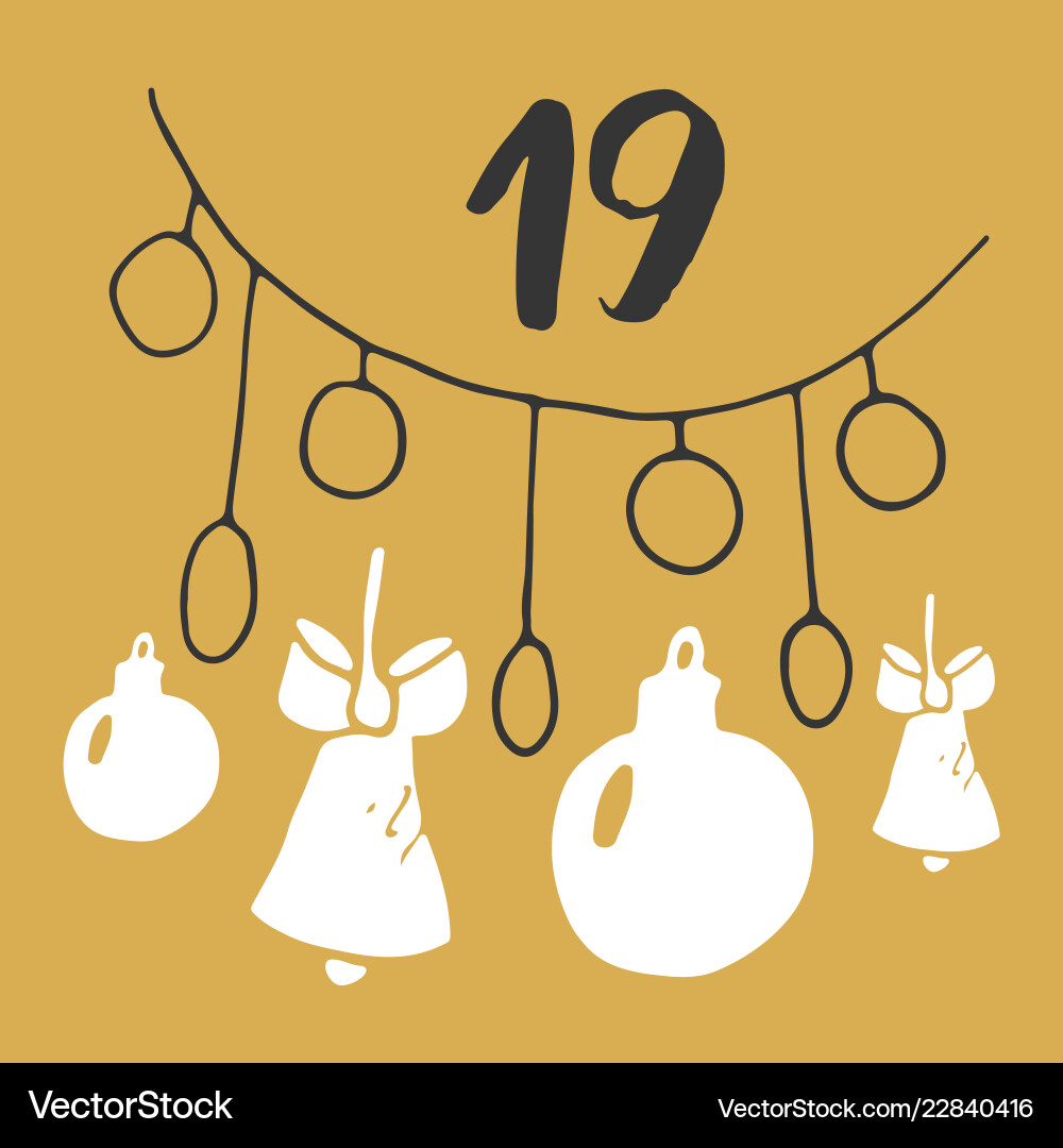 Christmas advent calendar hand drawn elements Vector Image