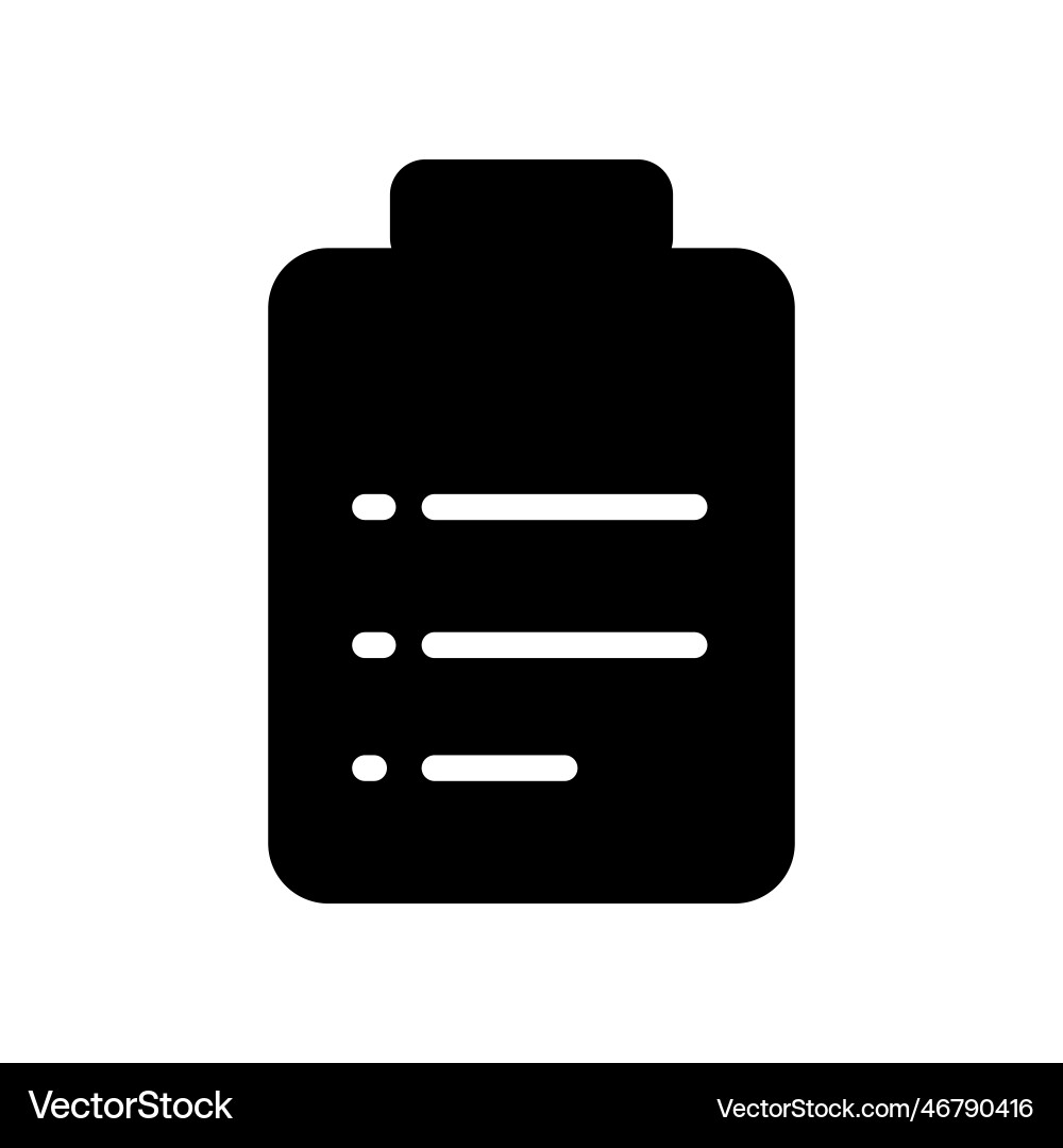 Clipboard fill icon symbol black glyph Royalty Free Vector