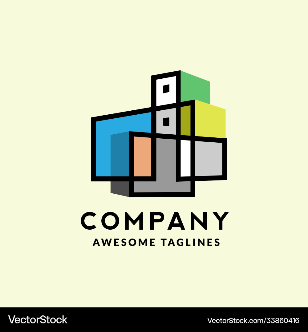 Colorful linear building real estate logo Vector Image