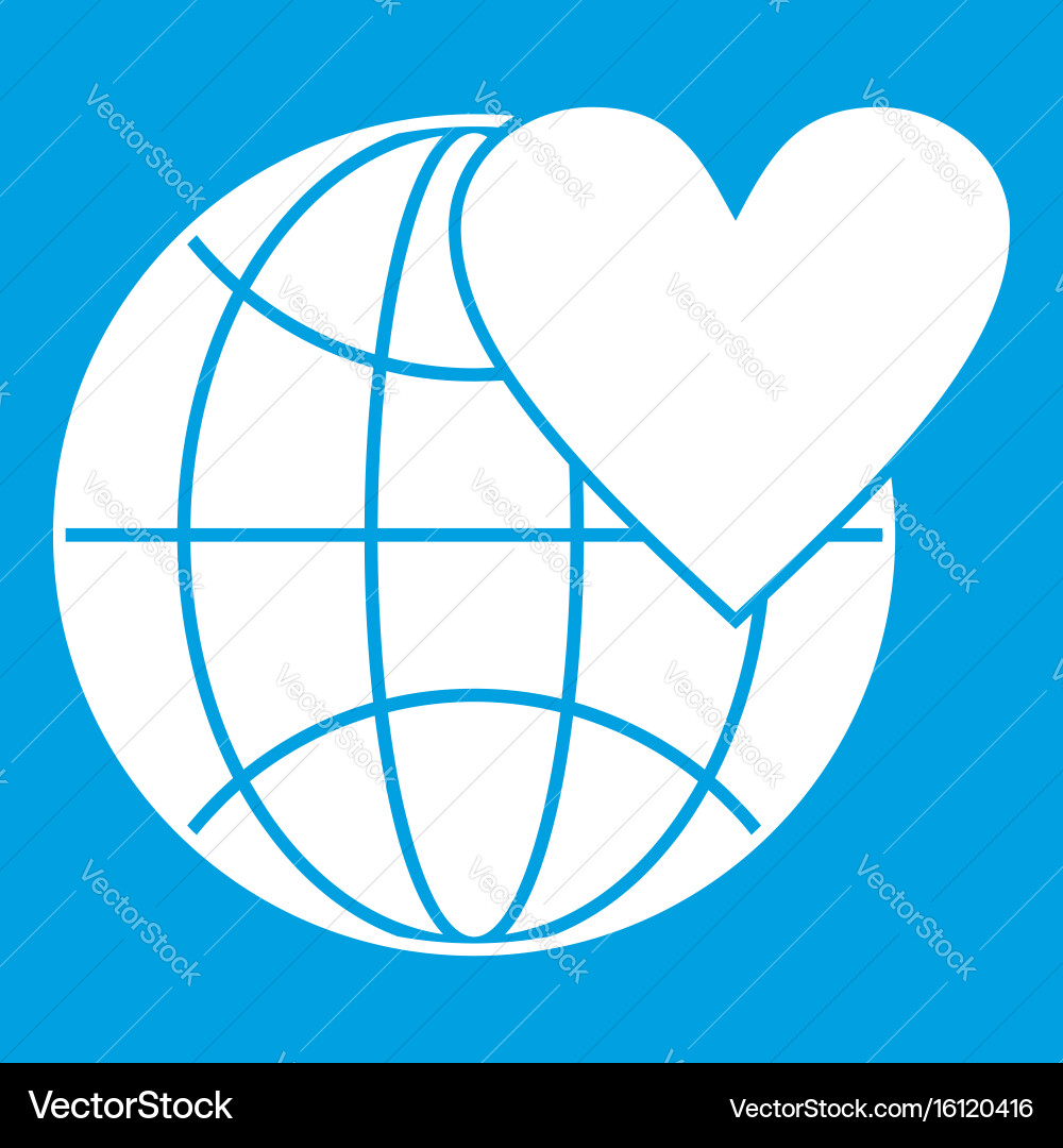 Earth world globe with heart icon white Royalty Free Vector