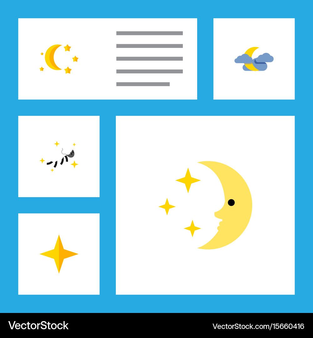 Flat icon night set of nighttime midnight Vector Image